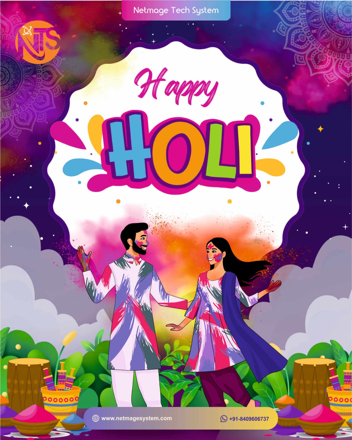 Happy Holi 2025 Images and Poster - Netmage Tech System - Website ...