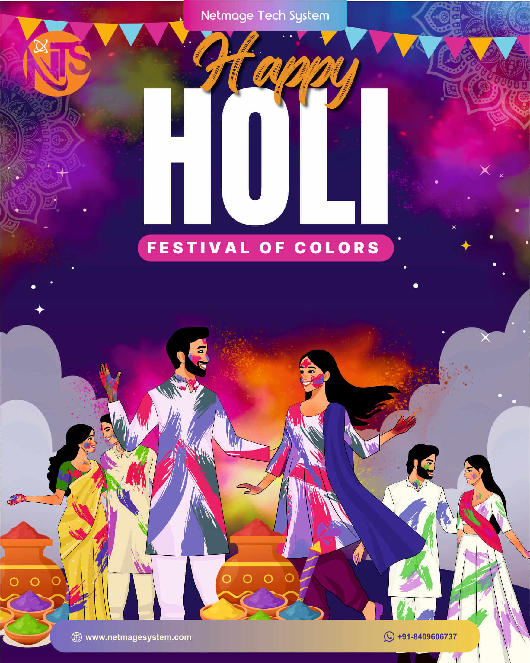 Happy Holi 2025 Images and Poster - Netmage Tech System - Website ...